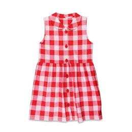 Toby Tiger Kleid 'mit rotem gro&szlig;karierten-Muster' M&auml;dchen Gr&ouml;&szlig;e 128 rot