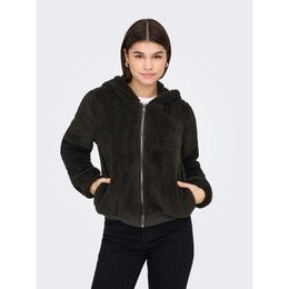 Only Damen Only Kapuzenpl&uuml;schjacke &raquo;ONLNEWANNA CONTACT SHERPA JKT OTW NOOS&laquo; mit Kapuze Kunstfaser braun XL