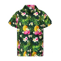 King Kameha Hemd 'Pineapple Flowers' Jungen Gr&ouml;&szlig;e 164/176 petrol