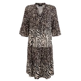 Aniston Kleid Damen Gr&ouml;&szlig;e 52 beige / braun / schwarz Sommerkleid