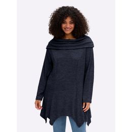 sheego Gro&szlig;e Gr&ouml;&szlig;en Longsweatshirt im Strick-Look, marine-jeansblau-meliert, Gr&ouml;&szlig;e 48/50 - Damen