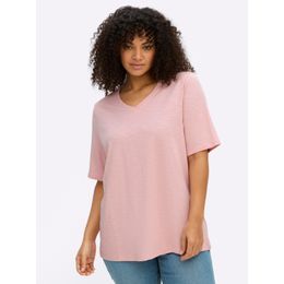 sheego Damen V-Shirt, Rosa, Gr. 56/58, T-Shirts, Material: Baumwolle