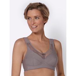 SuSa Damen Entlastungs-BH ohne B&uuml;gel mit Jacquard-Muster, taupe, Gr&ouml;&szlig;e 120D
