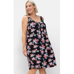 sheego Damen Strandkleid mit Grafikprint, schwarz-bunt, Gr&ouml;&szlig;e 56