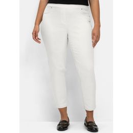 sheego Damen 7/8-Hose mit Schlupfbund, schmale Form, wei&szlig;, Gr&ouml;&szlig;e 56
