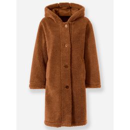 Heine Witt Damen Fleecemantel mit Knopfleiste, cognac, Gr&ouml;&szlig;e 42