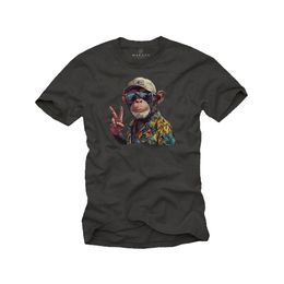 Makaya Shirt 'Peace Affe' Herren Gr&ouml;&szlig;e 4XL grau
