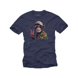 Makaya Shirt 'Peace Affe' Herren Gr&ouml;&szlig;e XXL blau