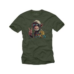 Makaya Shirt 'Peace Affe' Herren Gr&ouml;&szlig;e L gr&uuml;n