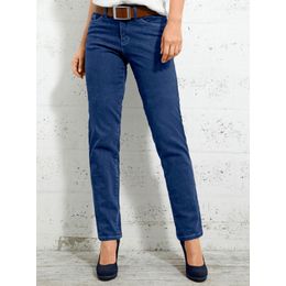 Heine Damen 5-Pocket-Jeans, Blau, Gr. 84, Straight, Material: Baumwolle