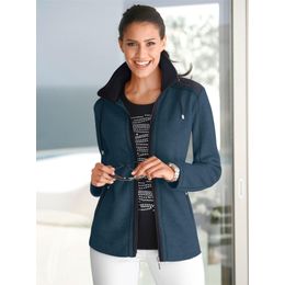 WITT Damen Fleecejacke mit Kontraststreifen, dunkelgr&uuml;n-schwarz, Gr&ouml;&szlig;e 54