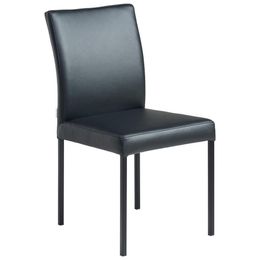 Livetastic Stuhl, Schwarz, Metall, Leder, Echtleder, B&uuml;ffelleder, eckig, 45.5x86x57.5 cm, Esszimmer, St&uuml;hle, Esszimmerst&uuml;hle, Lederst&uuml;hle