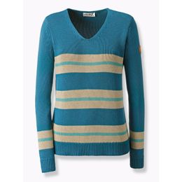 WITT Damen Pullover mit V-Ausschnitt, topas-beige, Gr&ouml;&szlig;e 40