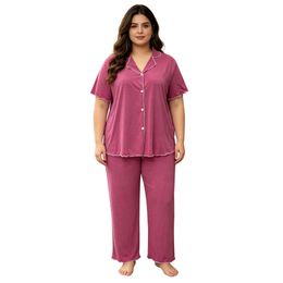 Magicshe Pajama 'Lockerer Pyjama 2-teilig Set' female size XL Dark pink