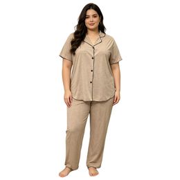 Magicshe Pajama 'Lockerer Pyjama 2-teilig Set' female size L mottled grey