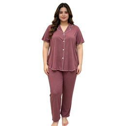 Magicshe Pyjama 'Lockerer Pyjama 2-teilig Set' Damen Gr&ouml;&szlig;e XXXL eosin Sommerkleid