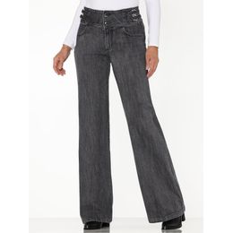 Heine Witt Damen Bootcut-Jeans mit breitem Bund, graphit denim, Gr&ouml;&szlig;e 40