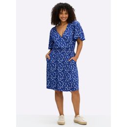 sheego Damen Jerseykleid mit Fl&uuml;gel&auml;rmeln, royalblau-hellblau-bedruckt, Gr&ouml;&szlig;e 56