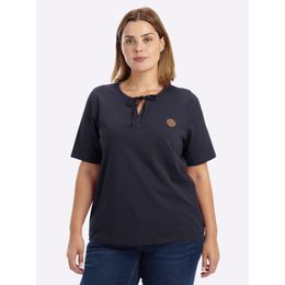 sheego Damen Kurzarmshirt, Blau, Gr. 44/46, T-Shirts, 100% Baumwolle
