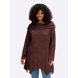 sheego Gro&szlig;e Gr&ouml;&szlig;en Longsweatshirt im Strick-Look, bordeaux-schwarz-meliert, Gr&ouml;&szlig;e 48/50 - Damen