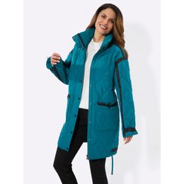 WITT Damen Steppjacke in Longform, aquapetrol-schwarz, Gr&ouml;&szlig;e 52