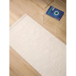 benuta Pop Baumwollteppich Joy Wei&szlig; 70x200 cm - Moderner Kurzflor-Teppich f&uuml;r Wohnzimmer