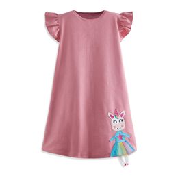 Denokids Kurzarmkleid M&auml;dchen Gr&ouml;&szlig;e 116 blau / gelb / pink