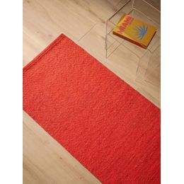 benuta Pop Baumwollteppich Joy Rot 70x200 cm - Moderner Kurzflor-Teppich f&uuml;r Wohnzimmer