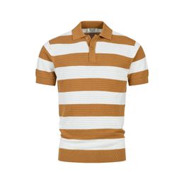 INDICODE Jeans Poloshirt ' INTidsel ' Herren Gr&ouml;&szlig;e S dunkelorange / wei&szlig;