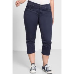 sheego Damen 7/8-Hose in schmaler Form, aus Twill, marine, Gr&ouml;&szlig;e 56