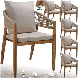 TecTake&reg; Gartenstuhl, lasiertes Akazienholz, wetterfest, wasserabweisende, abnehmbare Polyesterbez&uuml;ge, h&ouml;henverstellbare Kunststofff&uuml;&szlig;e
