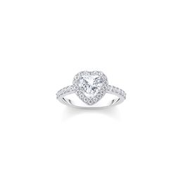 Thomas Sabo Ring 'Halo Herzf&ouml;rmig' Damen Gr&ouml;&szlig;e 56 wei&szlig;