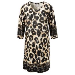 Aniston Kleid Damen Gr&ouml;&szlig;e 42 beige / hellbeige / dunkelgrau / schwarz Sommerkleid