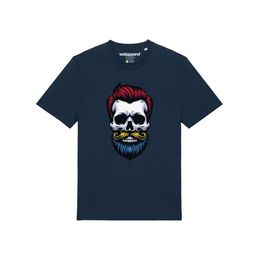 Watapparel Shirt 'Hipster Skull' male size XXXL Dark blue / Yellow / Dark red / Black / White