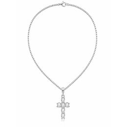 Rougemont Jewellery Kette 'Funkelnde Moissanit Kreuz Halskette Capri 925 Sterling Silber' Damen Gr&ouml;&szlig;e 45 silber
