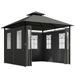 Outsunny Pavillon,, Dunkelgrau, Metall, 300x288x300 cm, Sonnenschutz & Sichtschutz, Pavillons & Pergolas, Pavillons