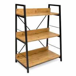 Begryf Standregal, Eiche, Schwarz, Holzwerkstoff, Metall, Vintage, 61x84x35 cm, Wohnzimmer, Regale, B&uuml;cherregale