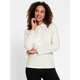 Heine Damen Poloshirt, Natur, Gr. 36, Langarm-Shirts, Material: Baumwolle