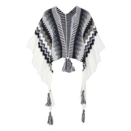Gaya Cape Damen Gr&ouml;&szlig;e M creme / grau / schwarz