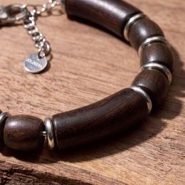 Holzkern Savannah Armband Damen Silber und Walnuss