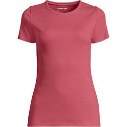 LANDS' END Feinripp-Shirt mit Rundhalsausschnitt und kurzen &Auml;rmeln f&uuml;r Damen, Damen, size: regular, Rot, Baumwolle/Elasthan, by Lands' End