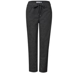 Street One Mid Waist Slim Leg Hose mit feinem Muster Damen Gr&ouml;&szlig;e 46 schwarz
