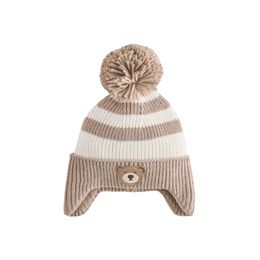 next M&uuml;tze Jungen Gr&ouml;&szlig;e 50 dunkelbeige / wollwei&szlig;