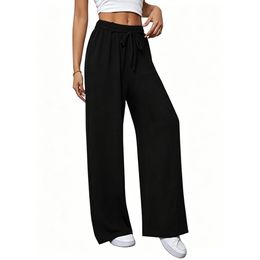 KoJooin Traditional Pants 'Damen Wide Leg Jogger Hose Kordelzug Taillenbund Seitentaschen L&auml;ssige Freizeit Sweathose' female size 44 Black