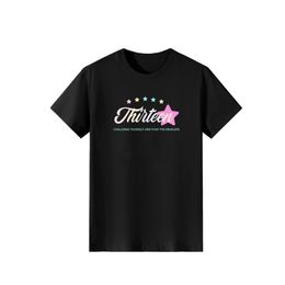 Lapaplus Shirt 'Women Gradient Cursive Thirteen Star Print T-Shirt' Damen Gr&ouml;&szlig;e M wei&szlig;