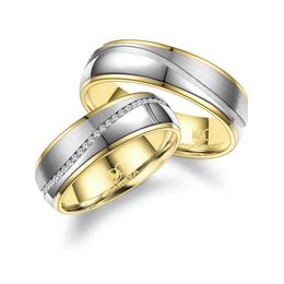 Marrya Ring 'MARRYA ES-22 Ehering aus Edelstahl - Silberfarben & Gelbgold plattiert' Damen Gr&ouml;&szlig;e 72 goldgelb