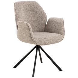 Mid.you Armlehnstuhl, Braun, Beige, Textil, Sternfu&szlig;, 60.5x90x62 cm, Sitzfl&auml;che 360&deg; drehbar, Esszimmer, St&uuml;hle, Esszimmerst&uuml;hle, Armlehnenst&uuml;hle