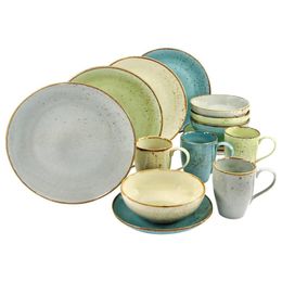 Creatable Kombiservice Nature, Blau, Grau, Gr&uuml;n, Sand, Keramik, 16-teilig, 300 ml, Essen & Trinken, Geschirr, Geschirr-Sets, Kombiservice