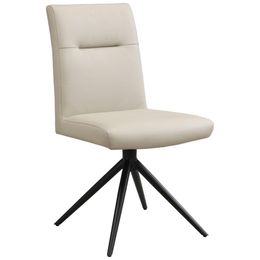 Novel Stuhl, Schwarz, Beige, Metall, Leder, Echtleder, B&uuml;ffelleder, Drehkreuz, 47x89x62 cm, Sitzfl&auml;che 360&deg; drehbar, automatische R&uuml;ckholfunktion, Esszimmer, St&uuml;hle, Esszimmerst&uuml;hle, Lederst&uuml;hle