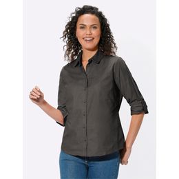 Heine Damen Hemdbluse, Grau, Gr. 36, Blusen langarm, 100% Baumwolle